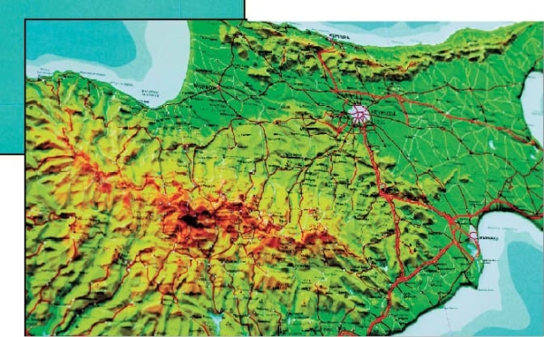 3D Relief Wall Map of Cyprus (in Greek) - Selas Mapping Services