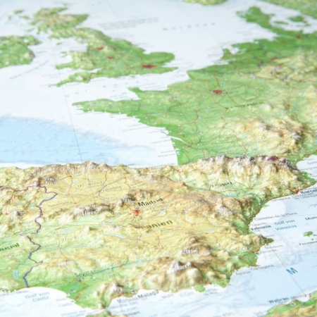 3D Relief Wall Map of Europe (in English) - Selas Mapping Services