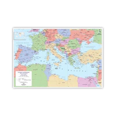Physical and Political Map of the Mediterranean Countries (in Greek ...