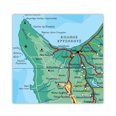 Physical Map of Cyprus (in Greek) 140x100 - Selas Mapping Services