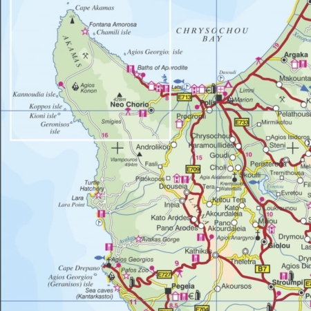 Road & Tourist Map of Cyprus (in English) - Selas Mapping Services
